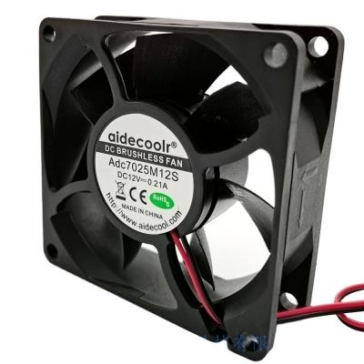 China 3000Rpm Black 12V DC Axial Cooling Fan 70x70x25mm Multipurpose for sale