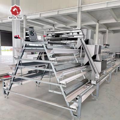 China A-Type Layer Chicken Cage System with 3-Tier / 4-Tier Design, Automatic Feeding & Egg Collection, Hot-Dip Galvanized Steel for sale