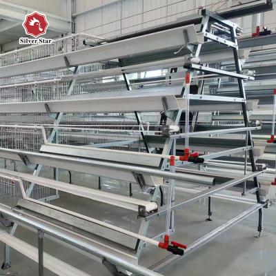 China A-Type Layer Chicken Cage System 3-Tier 90 Birds Hot-Dip Galvanized Steel Automatic Feeding Poultry Farm for sale