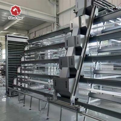 China A-Type Layer Chicken Cage System with 3-Tier / 4-Tier Design, Automatic Feeding & Egg Collection, and Hot-Dip Galvanized Steel Construction for sale