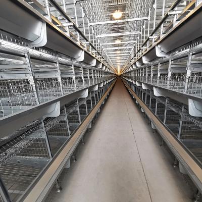 China 4 Tires H Frame Layer Chicken Cage Galvanized Steel Wire Mesh for sale