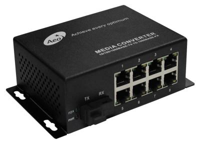 China 250M Transmission Distance POE Ethernet Media Converter 100M 1 Fiber And 8 Ports for sale