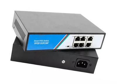 China 100 / 250m 10 / 100 / 1000Mbps 4+2 POE Switch For IP Camera System for sale