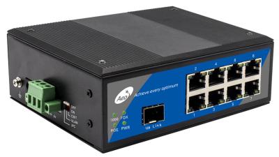 China 1 SFP 8 UTP 1000Mbps 48V 8 Port Media Converter Switch POE Industrial for sale