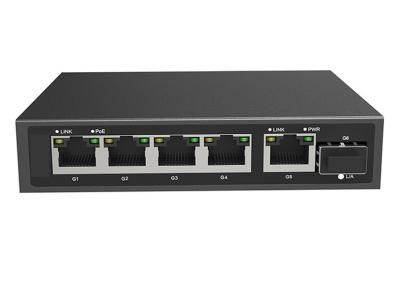 China Full Gigabit 6-port PoE Switch 5*10/100/1000M RJ45 ports and 1*1000M Uplink SFP Port for sale