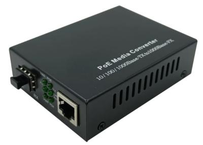 China 10/100/1000Mbps SFP POE Fiber Media Converter with 1 PoE Port and 1 SFP Slot for sale
