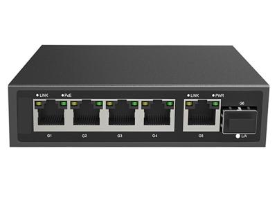 China Full Gigabit PoE Fiber Switch 5x10/100/1000M RJ45 1x1000M Uplink SFP Port for sale