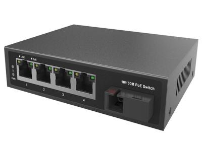 China 10/100M 5 Port PoE Fiber Switch With 4x10/100M RJ45 And 1x155M Uplink SC Port for sale
