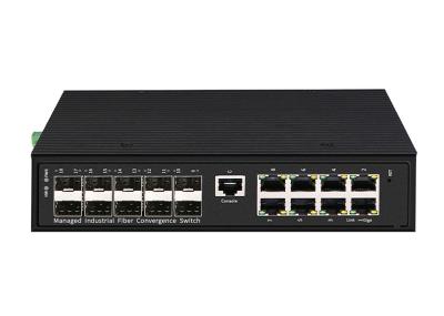 China RJ45 Industrial Ethernet Fiber Switch 8 10/100/1000Base-TX 10 1000M SFP for sale