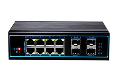 China 12 Ports Full Gigabit Industrial Switch with 8 Downlink and 4 SFP Ports for sale