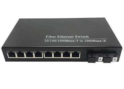 China Fiber Media Converter with 10/100mbps or 10/100/1000mbps 2Fiber and 8RJ45 for sale