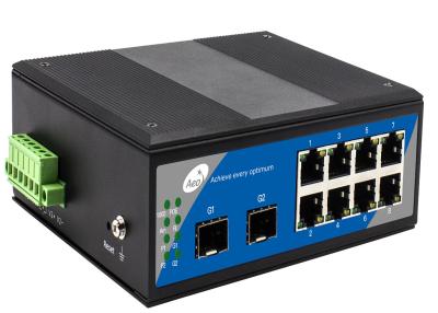 China IP40 SFP Fiber Switch Storage And Forward With 2 SFP Slots And 8 Ethernet Ports for sale