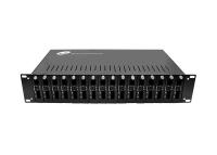 China 2U Rack Mount Media Converter Chassis Dual Power Supply for sale