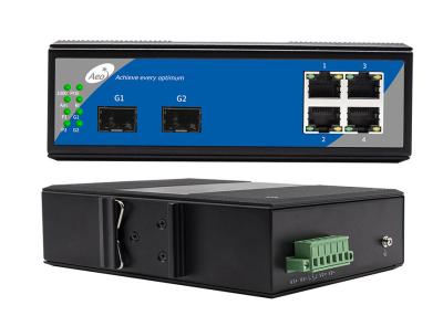China DIN Rail Mounting Fiber POE Switch , 2 SFP 4 Port Switch 1000 Mbps for sale