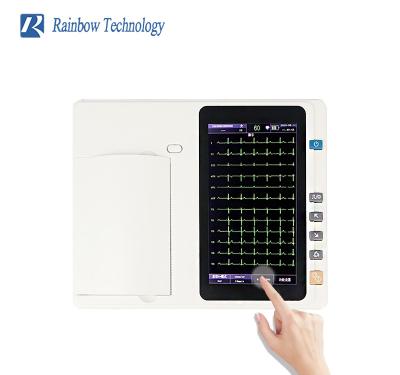 China Portable 6 Channel ECG Monitor Touch Screen Analyzer Rechargeable Built in Li ion Battery for sale