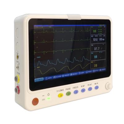 China Portable 10-Inch Ambulance Ward Medical ECG Monitor Multi-Parameter Critical Care Portable Cardiac Monitor for sale