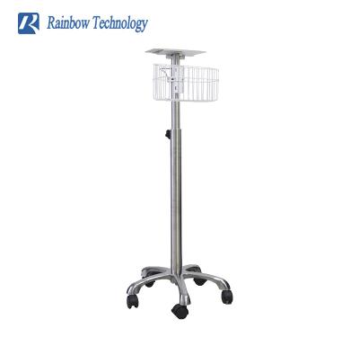 China Adjustable Aluminum Alloy Patient Monitor Trolley With Basket for Hospital Use for sale