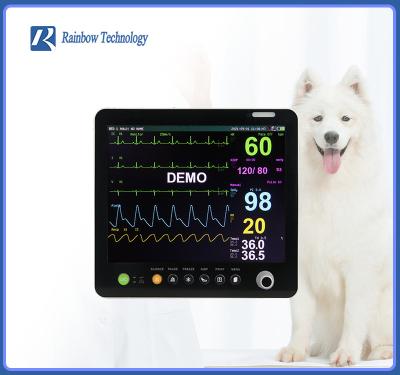 China Portable Animal Vet 6 Parameters Patient Monitor 15 Inch With Etco2 Optional for sale