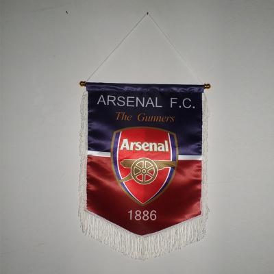 China Custom Satin Wall Hanging Pennant 20x30cm With Wood Flagpole for sale