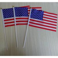 China Personalised Hand Waver Flags Knitted Polyester With White Pole for sale