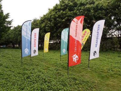 China Printed Outdoor Beach Flag Custom Color Promotional Feather Flags for sale