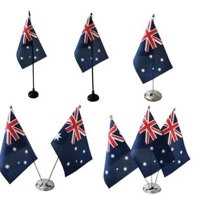 China Countries Custom Desk Flag With Metal Stand 68D Polyester Woven Fabric for sale