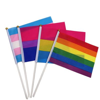 China Hotsale LGBT Hand Falgs 100D Polyester Personalised Hand Waving Flags for sale