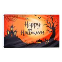 China Orange 120x180cm Halloween Outdoor Flags Double Sided Printed for sale