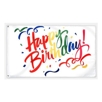 China OEM Polyester 3x5 Happy Birthday Flag For Indoor Outdoor Party for sale