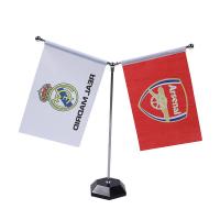 China Custom Logo Table Top Flag Double Deck Grommets Finishing With Pole for sale