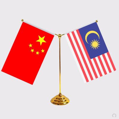 China Yaoyang Two Country Meeting Table Flag Stand Y Shaped With Holder for sale