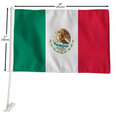 China Custom Car Flag Screen Printed Mexico Car Flag With Plastic Pole for sale