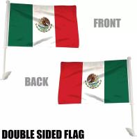 China Custom Car Flag Screen Printed Mexico Car Flag With Plastic Pole for sale