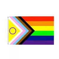 China Digital Printing Rainbow LGBT Flag 3x5Ft 100D Polyester Progress Flag for sale