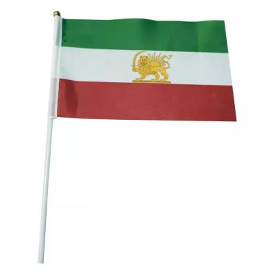 China Portable Iran Old Flag Hand Iran Lion Mini Polyester Hand Held Flags for sale