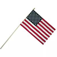 China Personalised Handheld American Flags Knitted Polyester With White Pole for sale