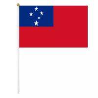 China Knitted Polyester Samoa Country Flag White Pole Personalised Hand Held Flags for sale