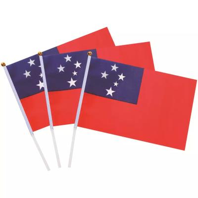 China Knitted Polyester Samoa Country Flag White Pole Personalised Hand Held Flags for sale