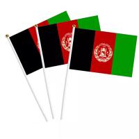 China White Pole Personalised Hand Held Flags 100D Polyester Afghanistan International Flag for sale