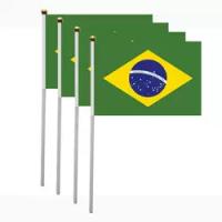China 100% Polyester Brazil Custom Flag 14x21cm Brazil Hand Held Flags for sale