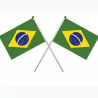 China 100% Polyester Brazil Custom Flag 14x21cm Brazil Hand Held Flags for sale