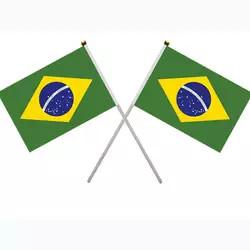 China 100% Polyester Brazil Custom Flag 14x21cm Brazil Hand Held Flags for sale