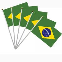 China 100% Polyester Brazil Custom Flag 14x21cm Brazil Hand Held Flags for sale