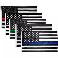 China Digital Printing Polyester American Flag 3x5 Ft Thin Blue Yellow Red Green Gray Line Flags for sale