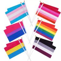 China Custom Logo Small Hand Flags LGBT Flag Portable 14x21cm/20x30cm/30x45cm for sale