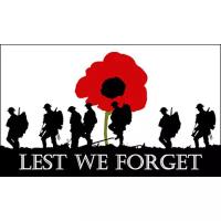 China Polyester 3 X 5ft Lest We Forget Flag Pantone Color Printing For Remembrance Day for sale