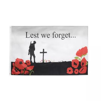 China Polyester 3 X 5ft Lest We Forget Flag Pantone Color Printing For Remembrance Day for sale