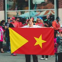 China Fast Delivery 150x90 Cm Ethiopia Tigray Flag Polyester Hanging Style for sale