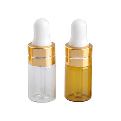 China 3ml Essential Oil Bottles Brown Glass Eye Dropper Bottles for sale