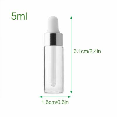 China Silver Mini 5ml Essential Oil Bottles OEM ODM Glass Dropper Bottles for sale